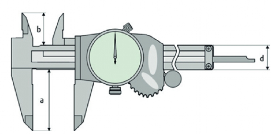 Merilo pomično z merilno uro in s skritim stojalom 150 mm DIN 862 IP 40 ...