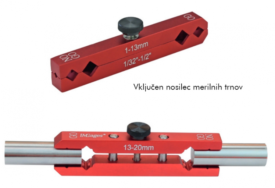 Merilni trni +/- 0,004 mm iz specialnega jekla z držalom KOMPLET